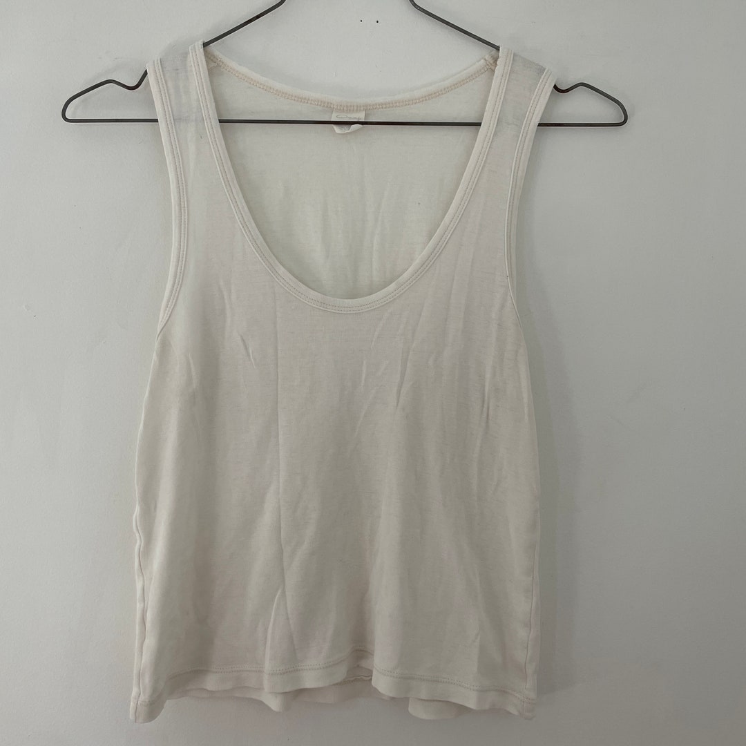 Paper Thin 80s 90s Tank Top White Singlet 100% Cotton Sleeveless T ...