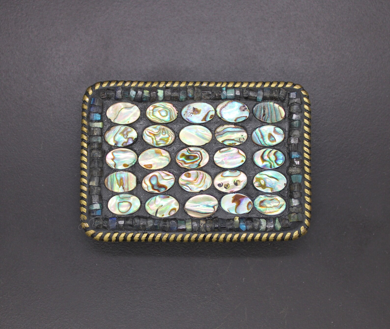 Green Belt Buckle, Abalone and Labradorite Bead Mosaic Belt Buckle ...
