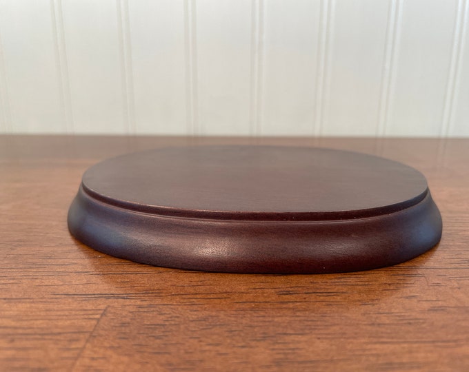 Vintage Asian Wood Oval Display Stand, 5.25" Base, Dark Brown Mahogany ...