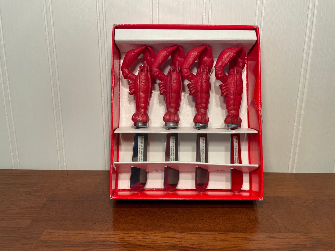 Boston Warehouse Red Lobster Spreaders, Boxed Set of 4 Cheese Butter ...