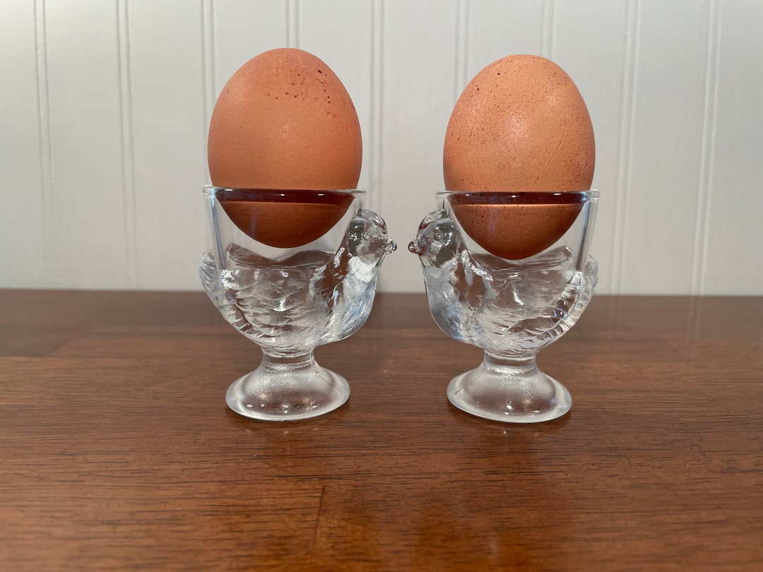 Set of 2 Luminarc France Glass Chicken Egg Cups 2.5h - Etsy