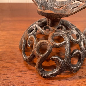 Vintage Cast Iron Scrollwork Candle Holder, 4w Rustic Pillar Display ...