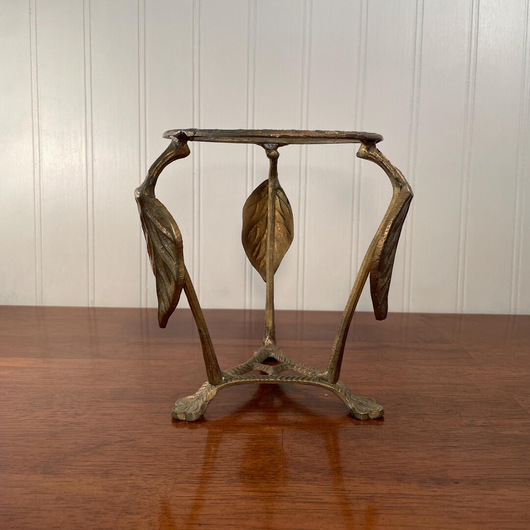 Brass Sphere Orb Display Stand With Curved Leaf Design, 6.25h Bronze ...