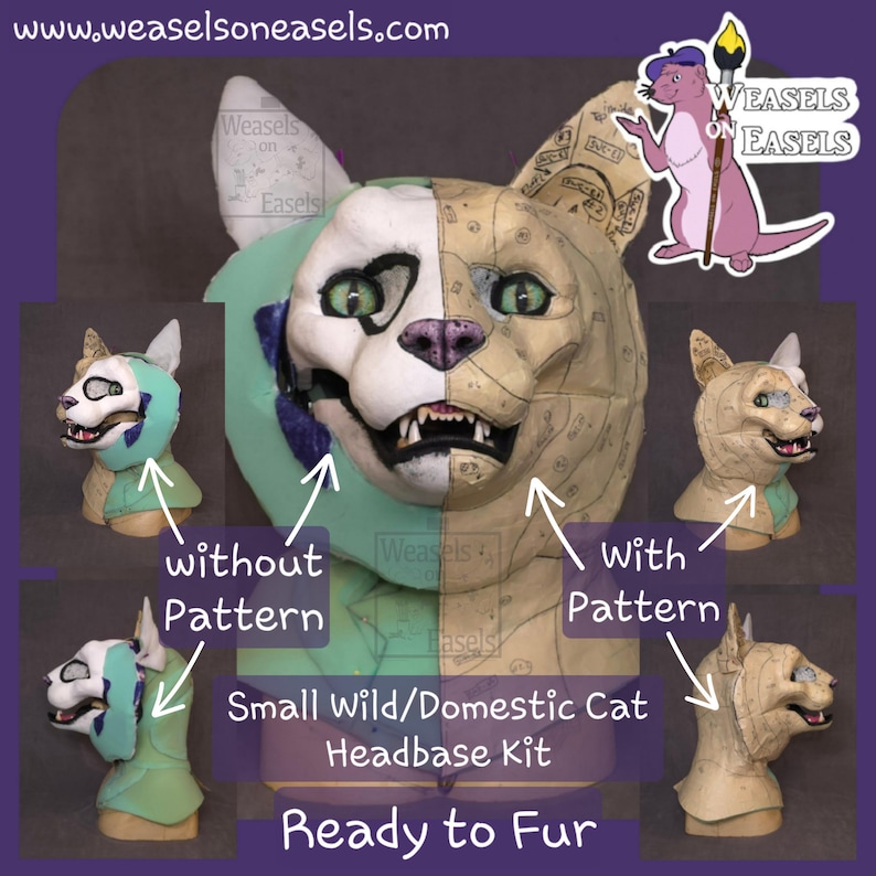 Small Wild Cat Resin Fursuit Headbase KIT for Moving Jaw Fursuit Head ...
