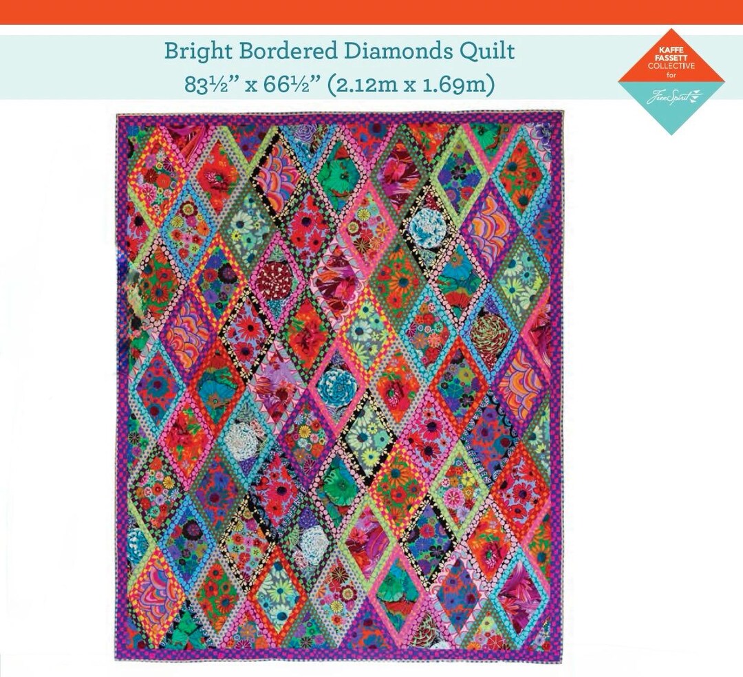 Pre-order - Bright Bordered Diamonds Quilt – Fabric Pack - 83.5" X 66.5 ...
