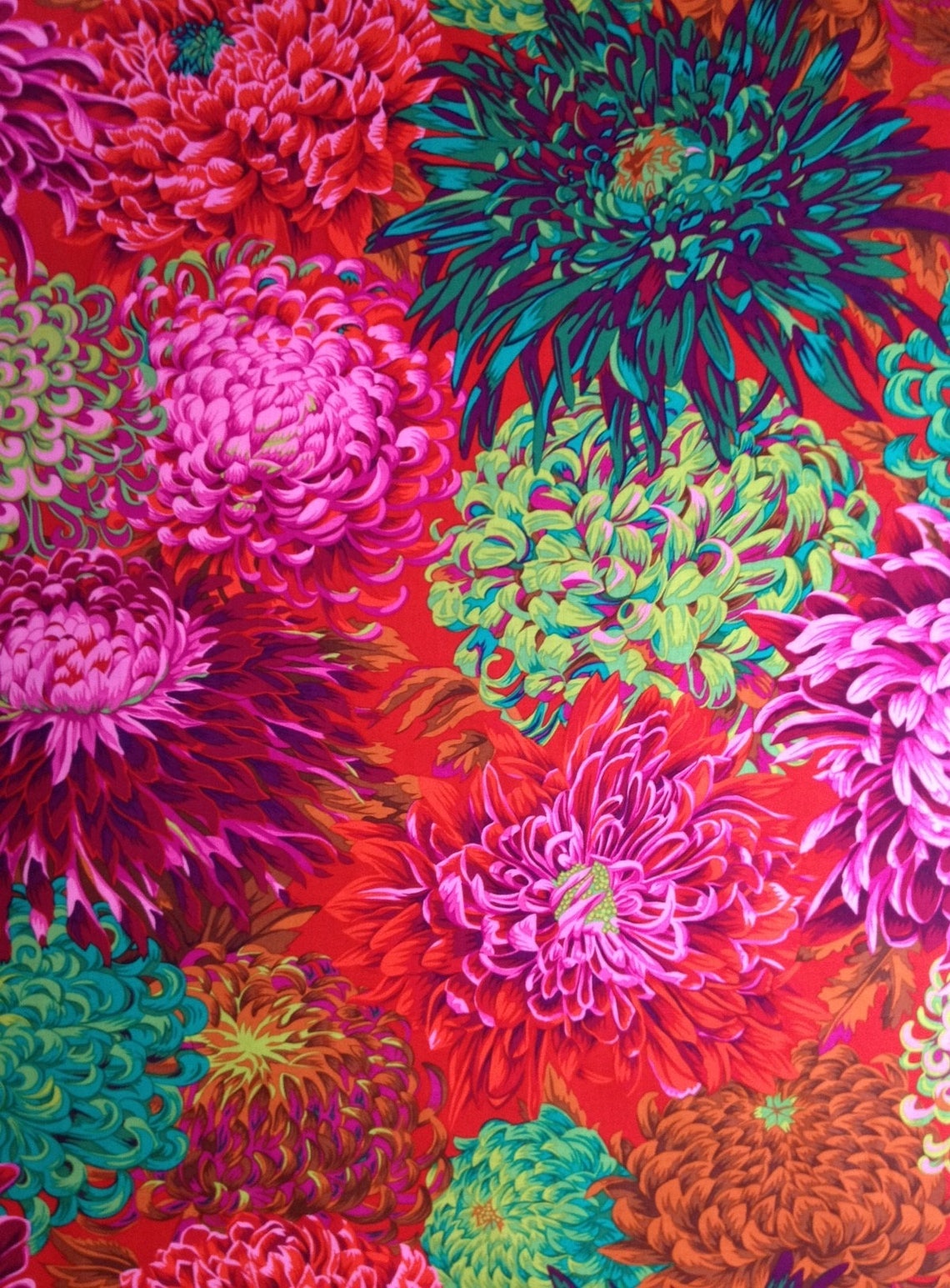 JAPANESE CHRYSANTHEMUM SCARLET Red Philip Jacobs - Kaffe Fassett ...