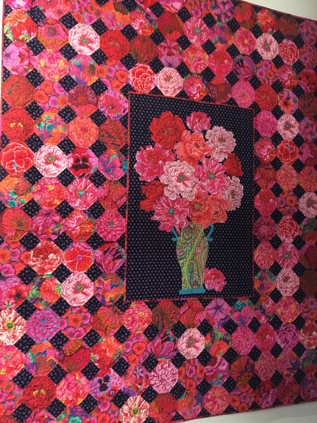 BROCADE PEONY MEDALLION Quilt Pattern 72" X 82" Pdf Download Pattern ...