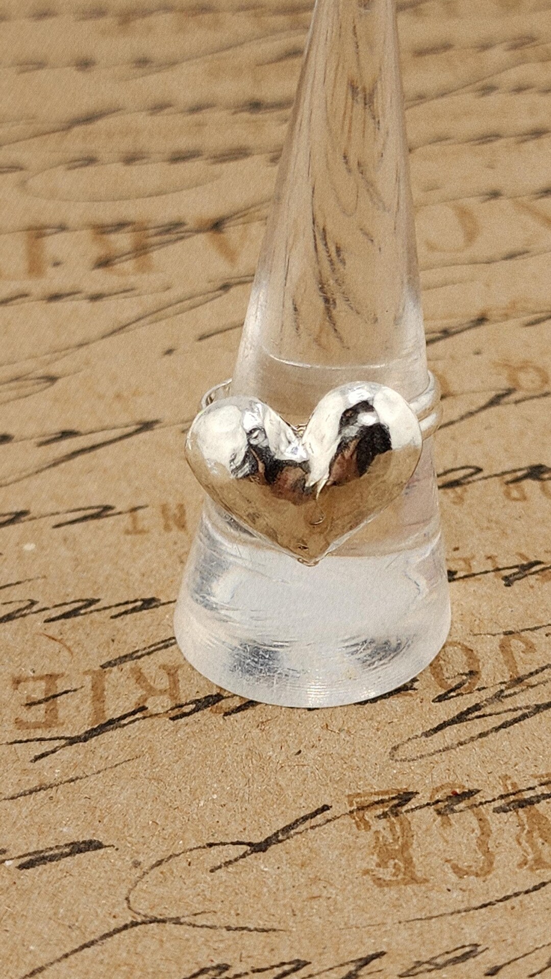 HALLOW HEART RING Handmade in Recycle Sterling Silver Metal Hammered ...