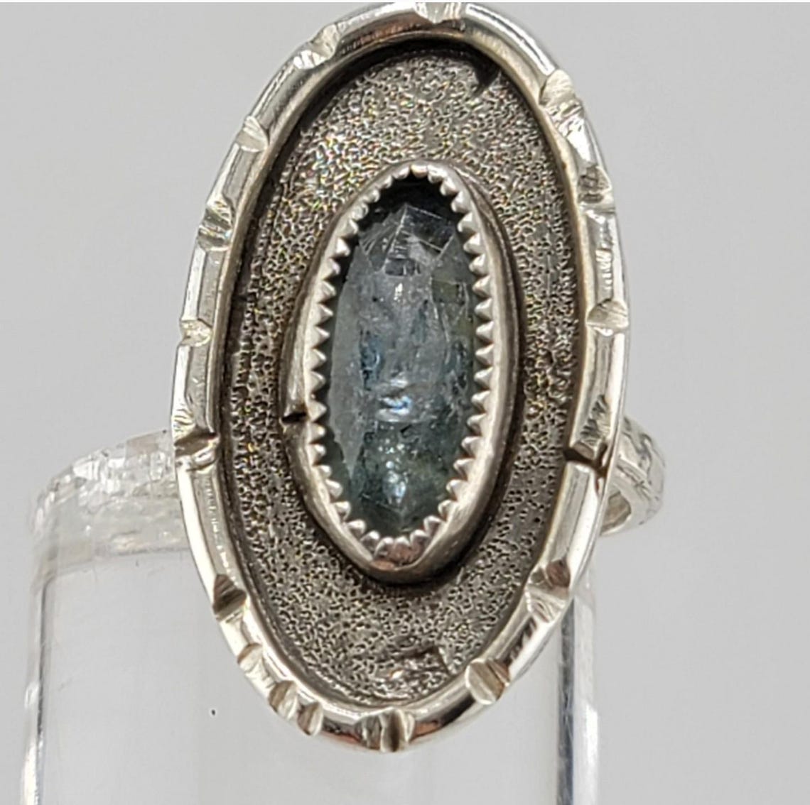 AQUAMARINE STATEMENT RING Oval Design Handmade In. 925 Sterling Silver ...