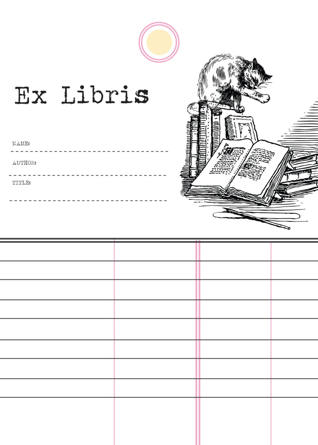 PRINTABLE Library Card Book Plate With Optional Customization - Etsy