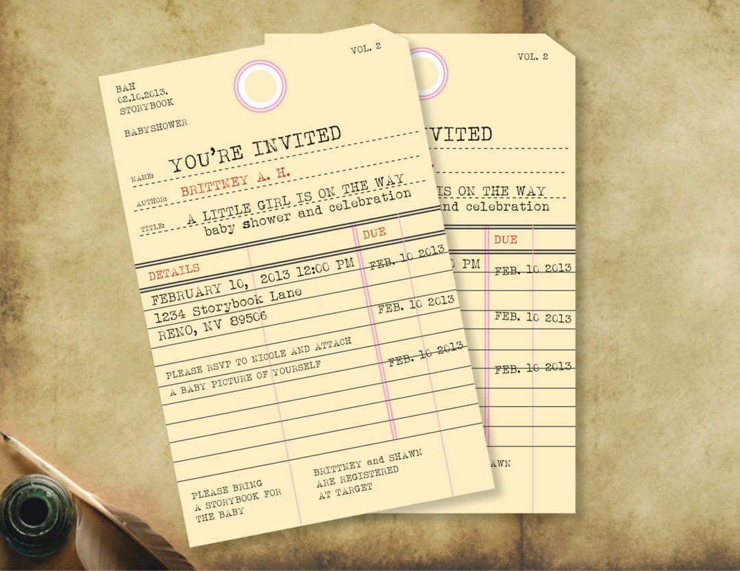 PRINTABLE Library Card Invitation With Optional Customization - Etsy