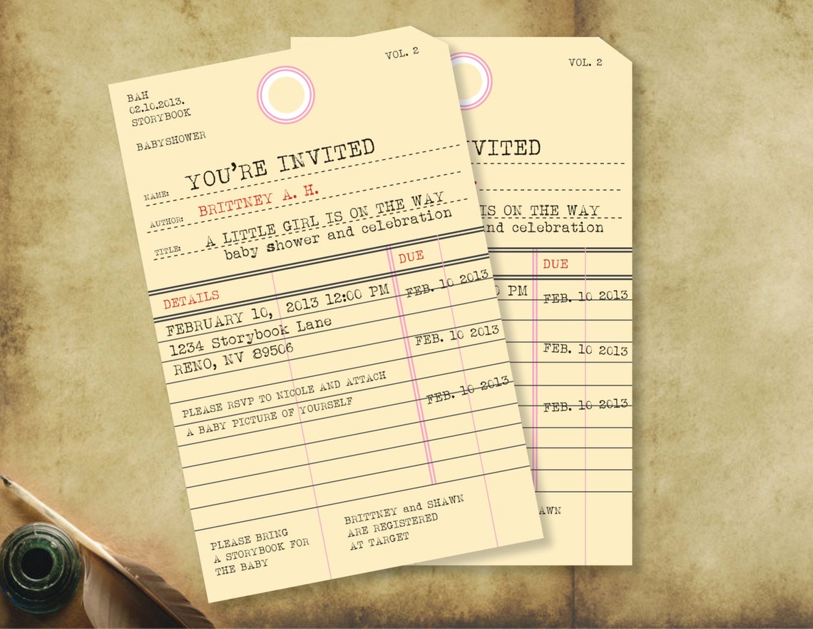 PRINTABLE Library Card Invitation With Optional Customization - Etsy