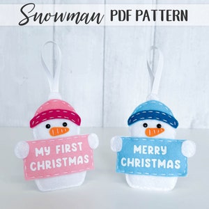 Felt Snowman Sewing Pattern: DIY Holiday Ornament (PDF Pattern) - Etsy