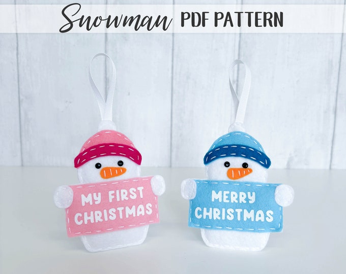 PDF Pattern for Snowman, Felt Sewing Pattern, Full Instructions ...