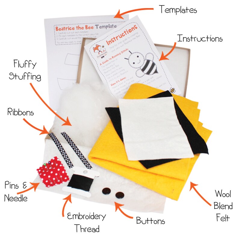 Beatrice the Bee Felt Sewing Kit Perfect Gift for Kids and - Etsy