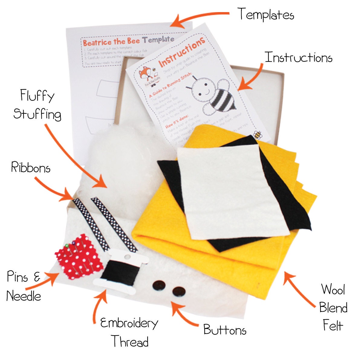 Beatrice the Bee Felt Sewing Kit Perfect Gift for Kids and Adults of ...