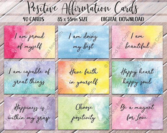 40x Positive Affirmation Cards Digital Download Pack of 40 | Etsy