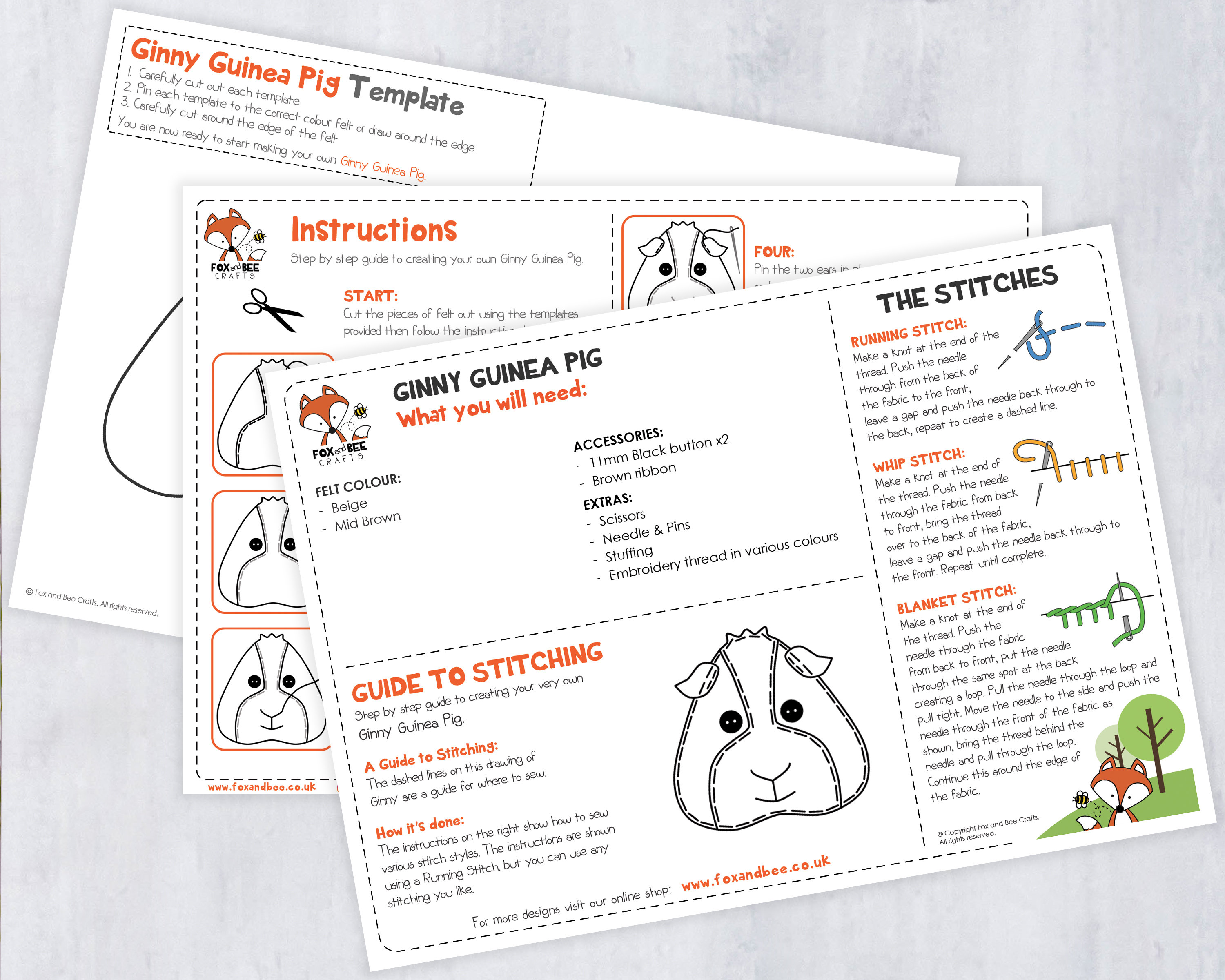 Felt Guinea Pig Sewing Pattern: Ginny Decoration (PDF Pattern) - Etsy
