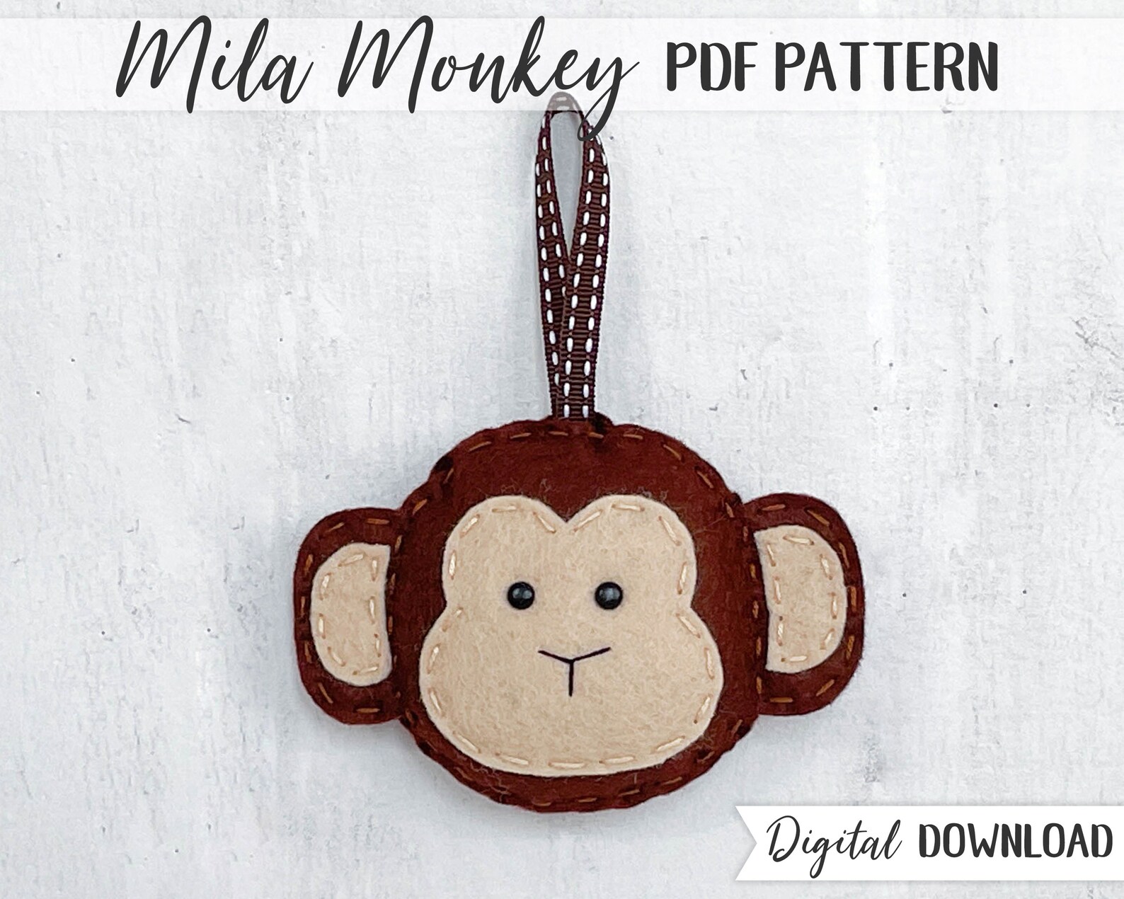 PDF Pattern for Mila Monkey, Felt Sewing Pattern, Full Instructions ...