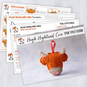 Felt Highland Cow Sewing Pattern (PDF Download) - Etsy