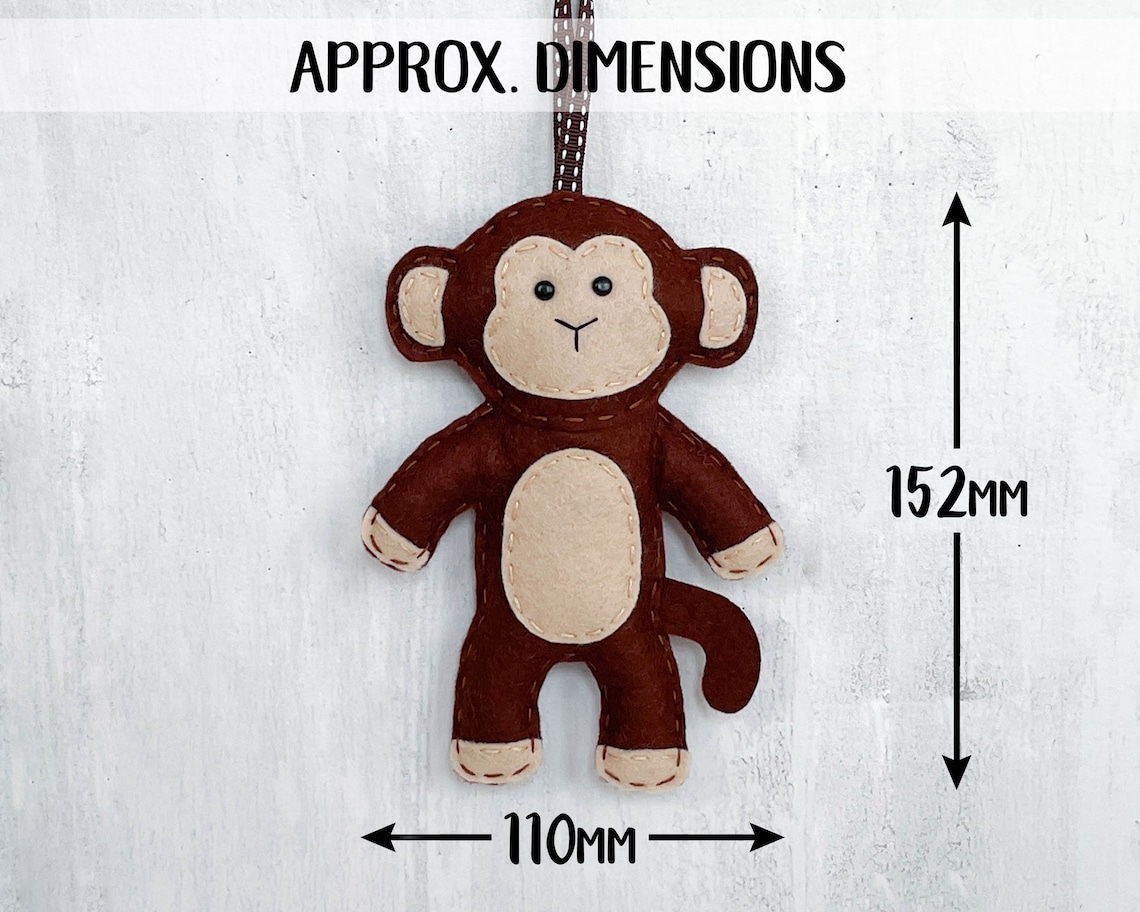 PDF Pattern for Milo Monkey, Felt Sewing Pattern, Full Instructions ...