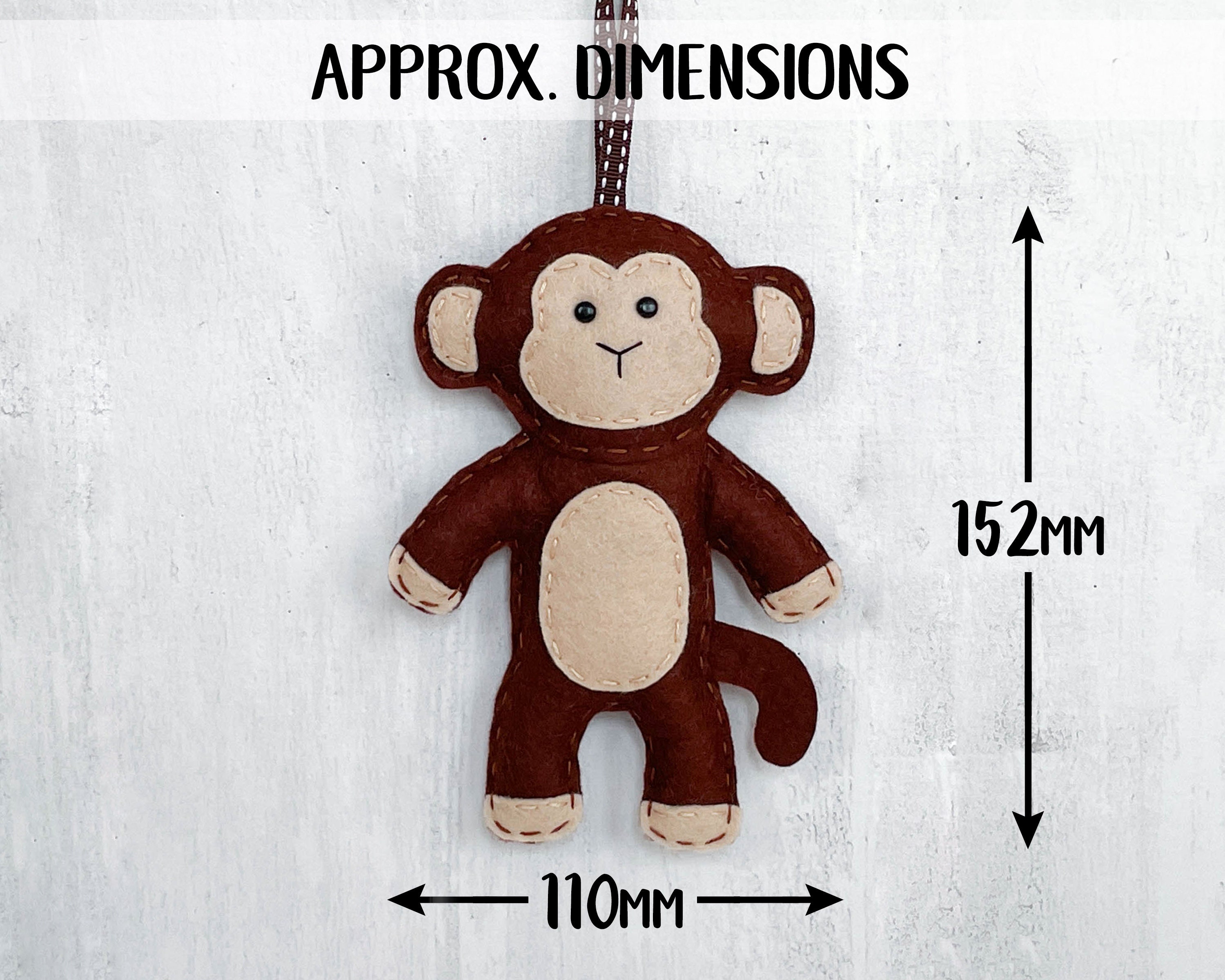 PDF Pattern for Milo Monkey, Felt Sewing Pattern, Full Instructions ...