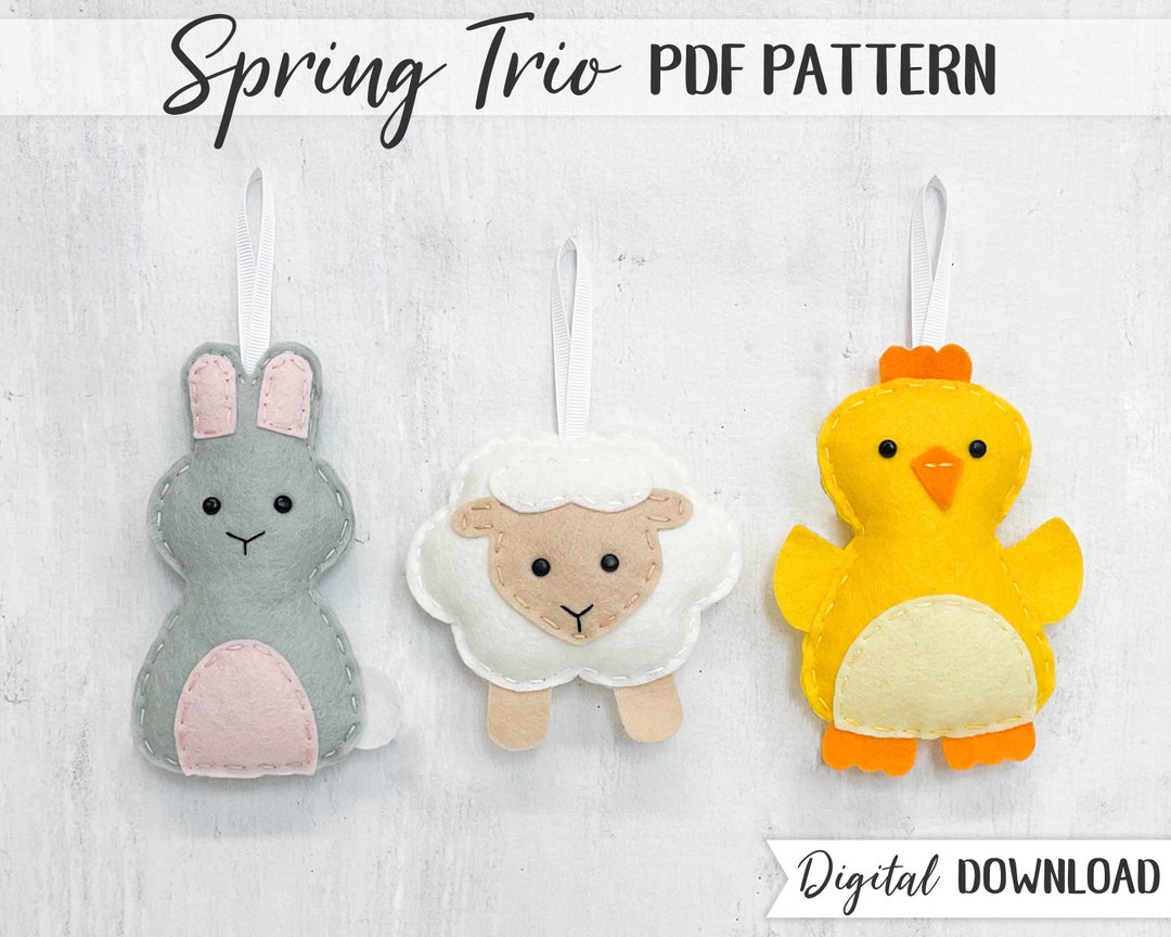 PDF Pattern for Spring Trio, Felt Sewing Pattern, Full Instructions ...