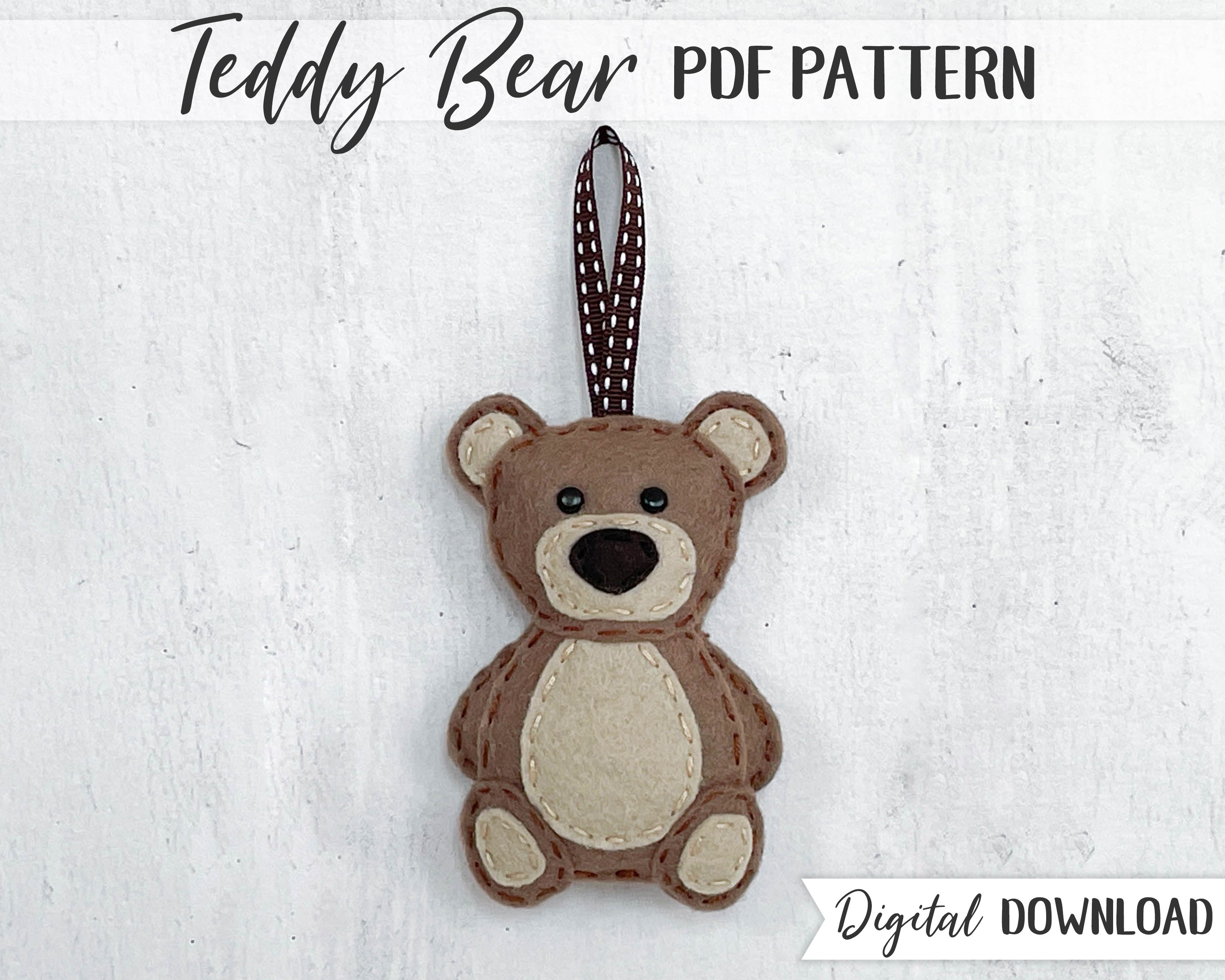 PDF Pattern for Teddy Bear, Felt Sewing Pattern, Full Instructions ...