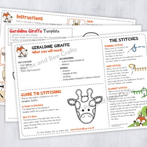 PDF Pattern for Geraldine Giraffe, Felt Sewing Pattern, Full ...
