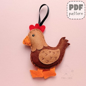 PDF Pattern for Charlie Chicken, Felt Sewing Pattern, Full Instructions ...