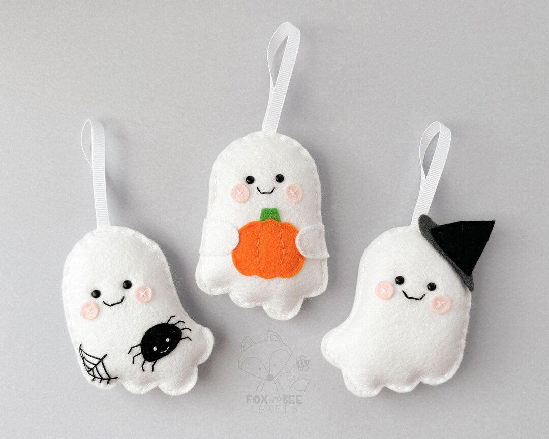 Little Ghost Felt Decorations, 3 Designs, Spoopy Ghosts, Handmade Felt ...