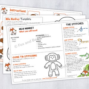 PDF Pattern for Milo Monkey, Felt Sewing Pattern, Full Instructions ...