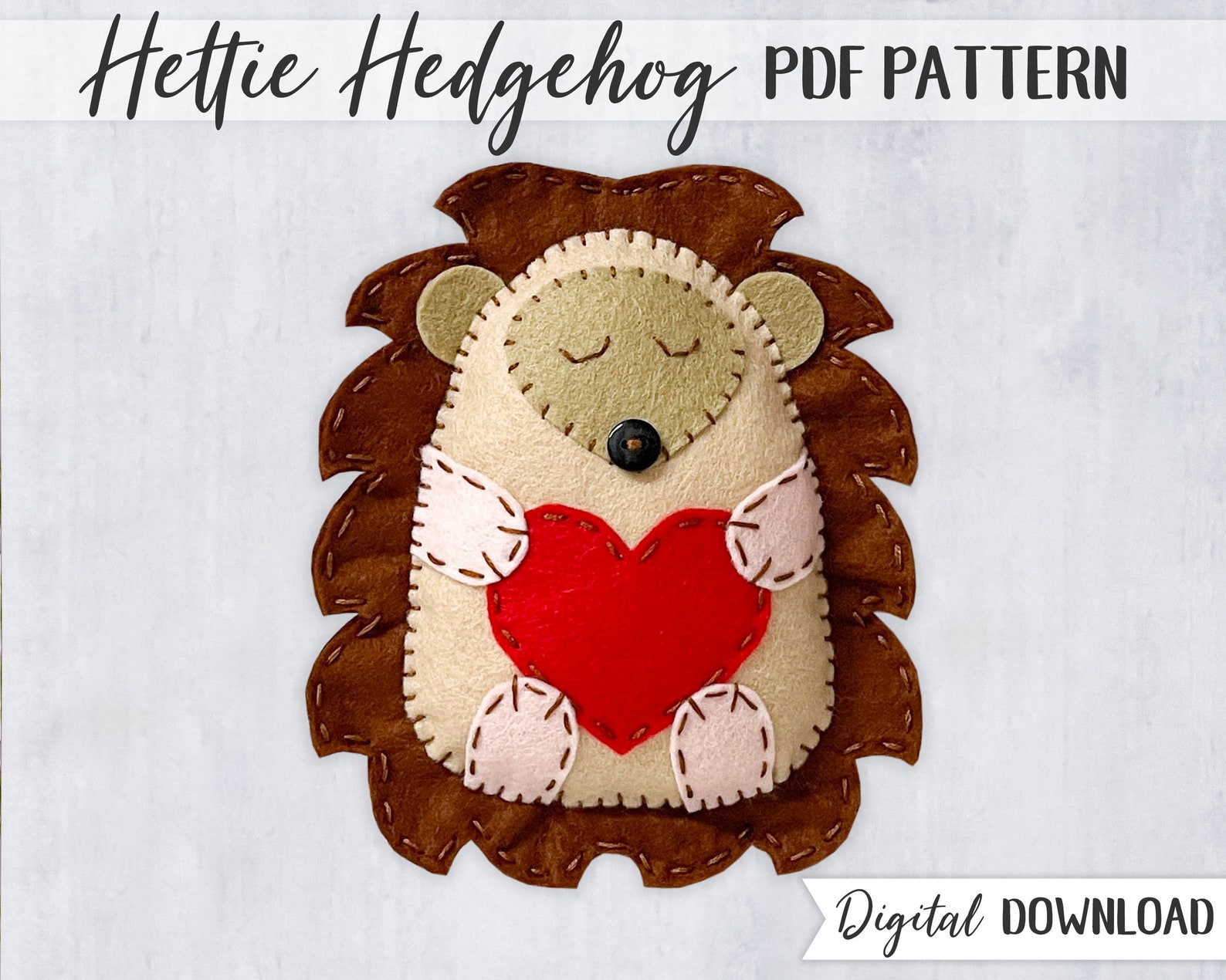 PDF Pattern for Hettie the Hedgehog, Felt Sewing Pattern, Full ...