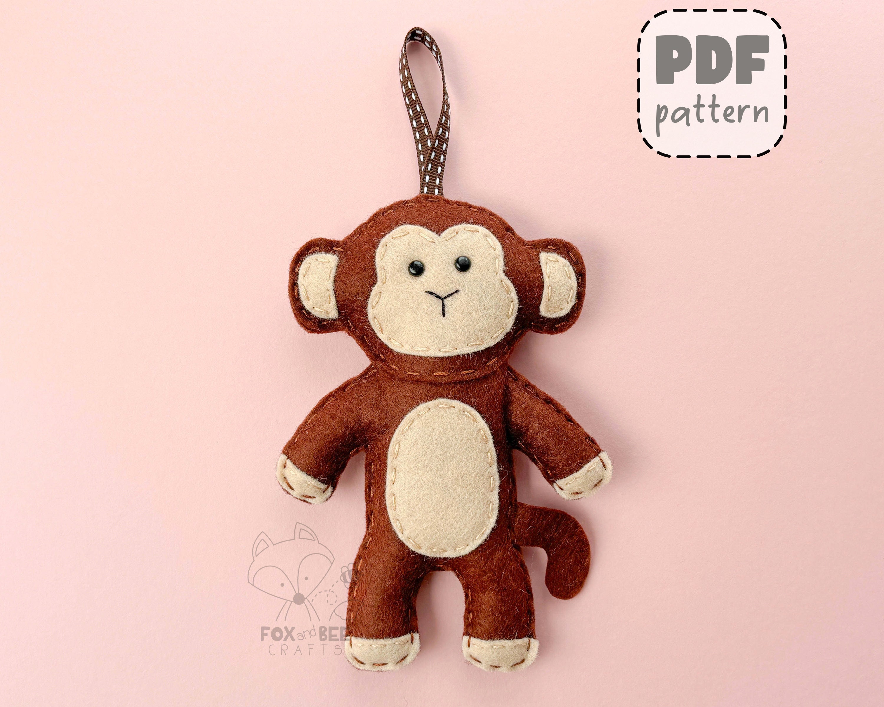 PDF Pattern for Milo Monkey, Felt Sewing Pattern, Full Instructions ...