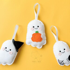 Little Ghost Felt Decorations, 3 Designs, Spoopy Ghosts, Handmade Felt ...