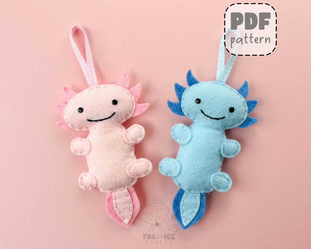 PDF Pattern for Axel & Azul Axolotl, Felt Sewing Pattern, Full ...