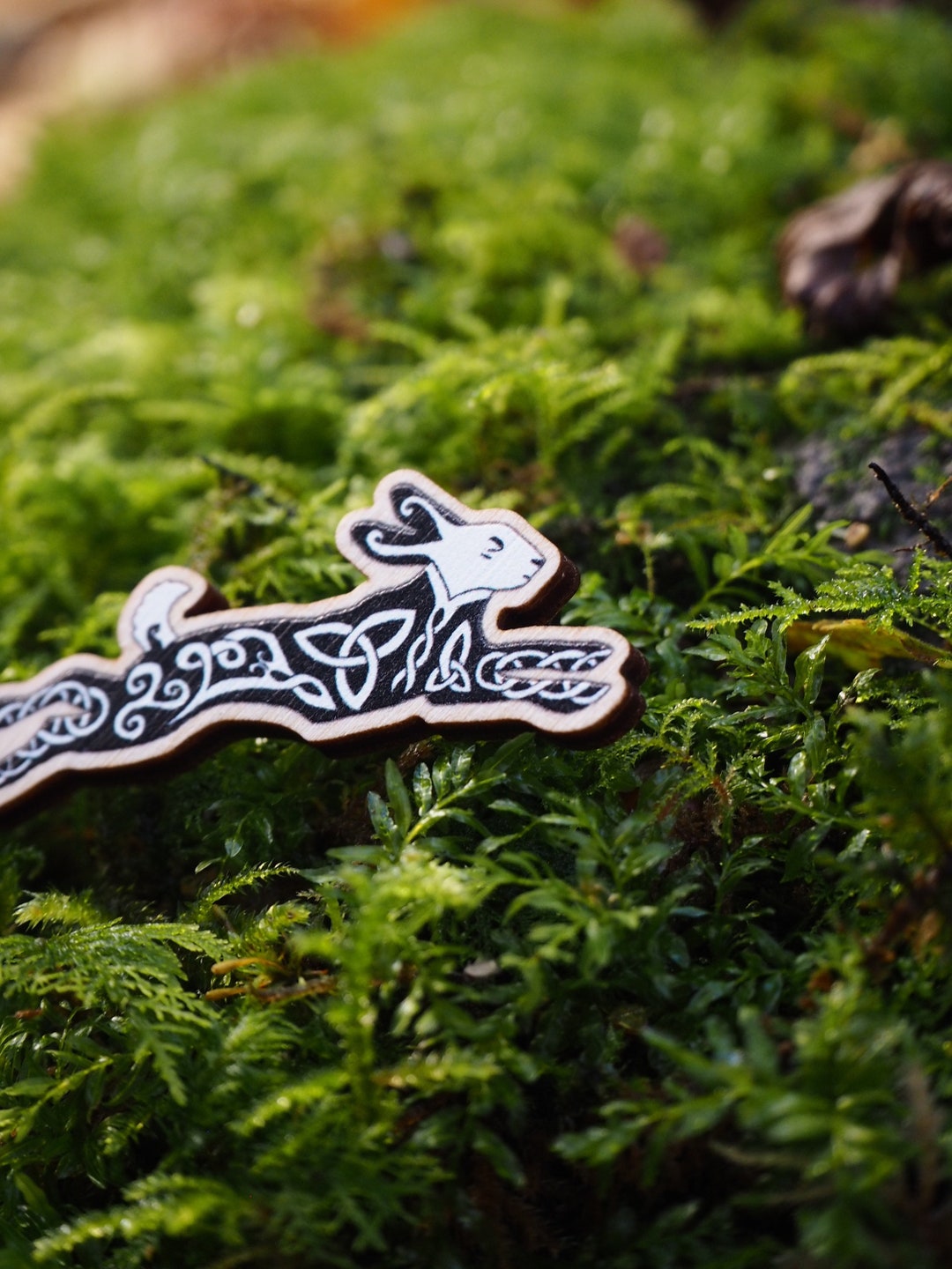 CELTIC HARE PIN Hare Badge Celtic Pin Viking Pin Wooden Pin Celtic ...