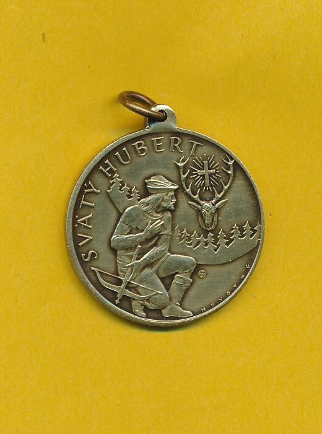 Bronze Charm Religious Medal Pendant St Hubert and the Holy Stag - St ...