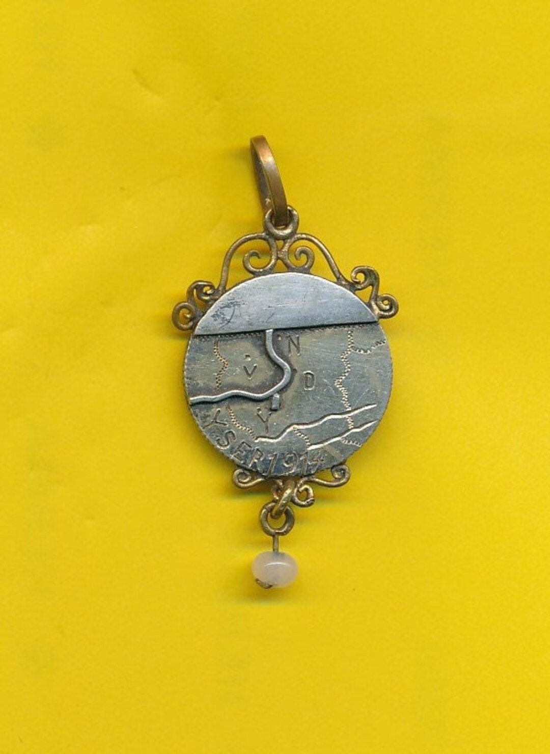Antique WWI Sterling Silver Charm Medal Pendant Representing Belgium ...