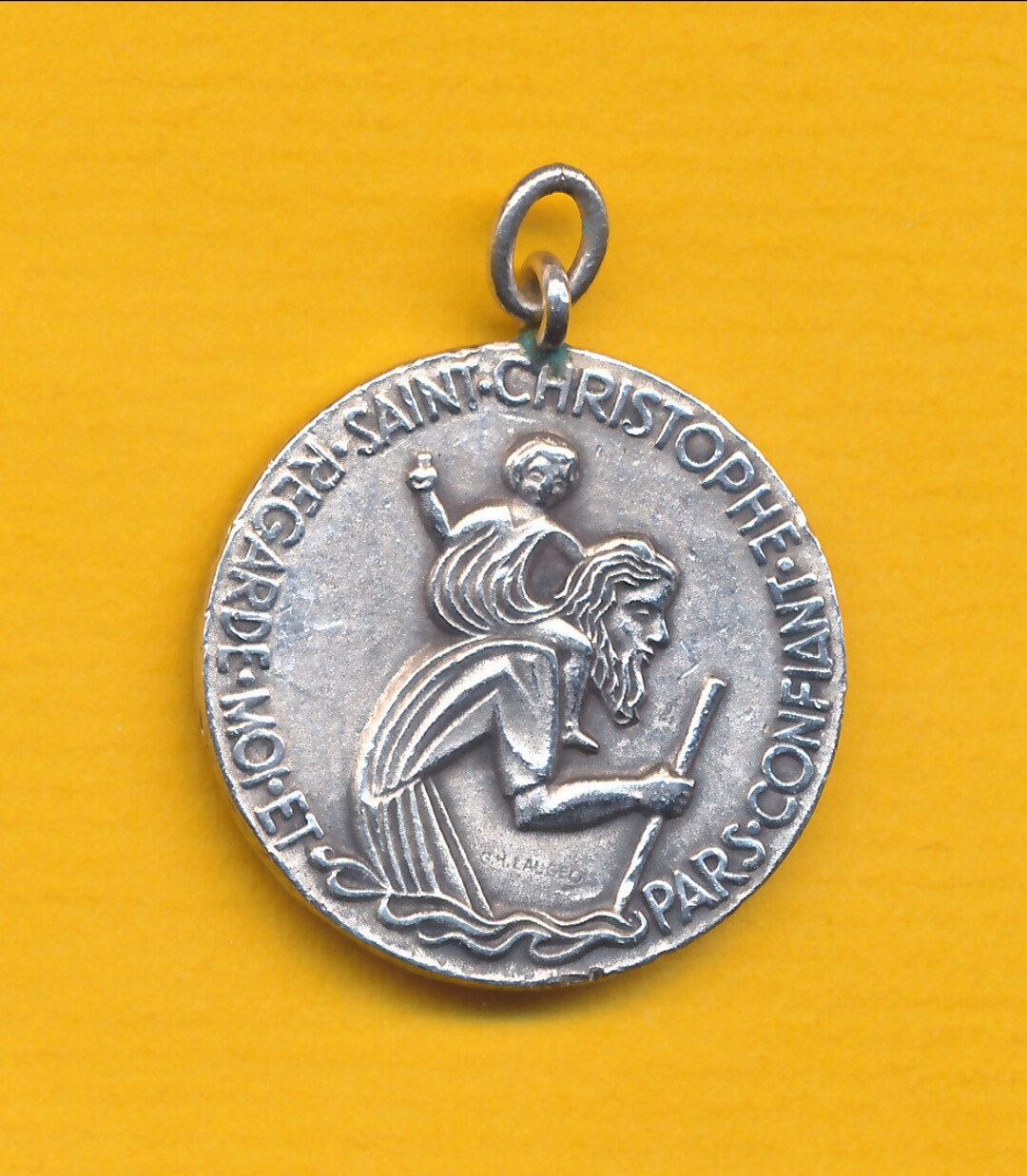 Art Deco Silver Religious Medal Charm Pendant Medal St Christopher ...