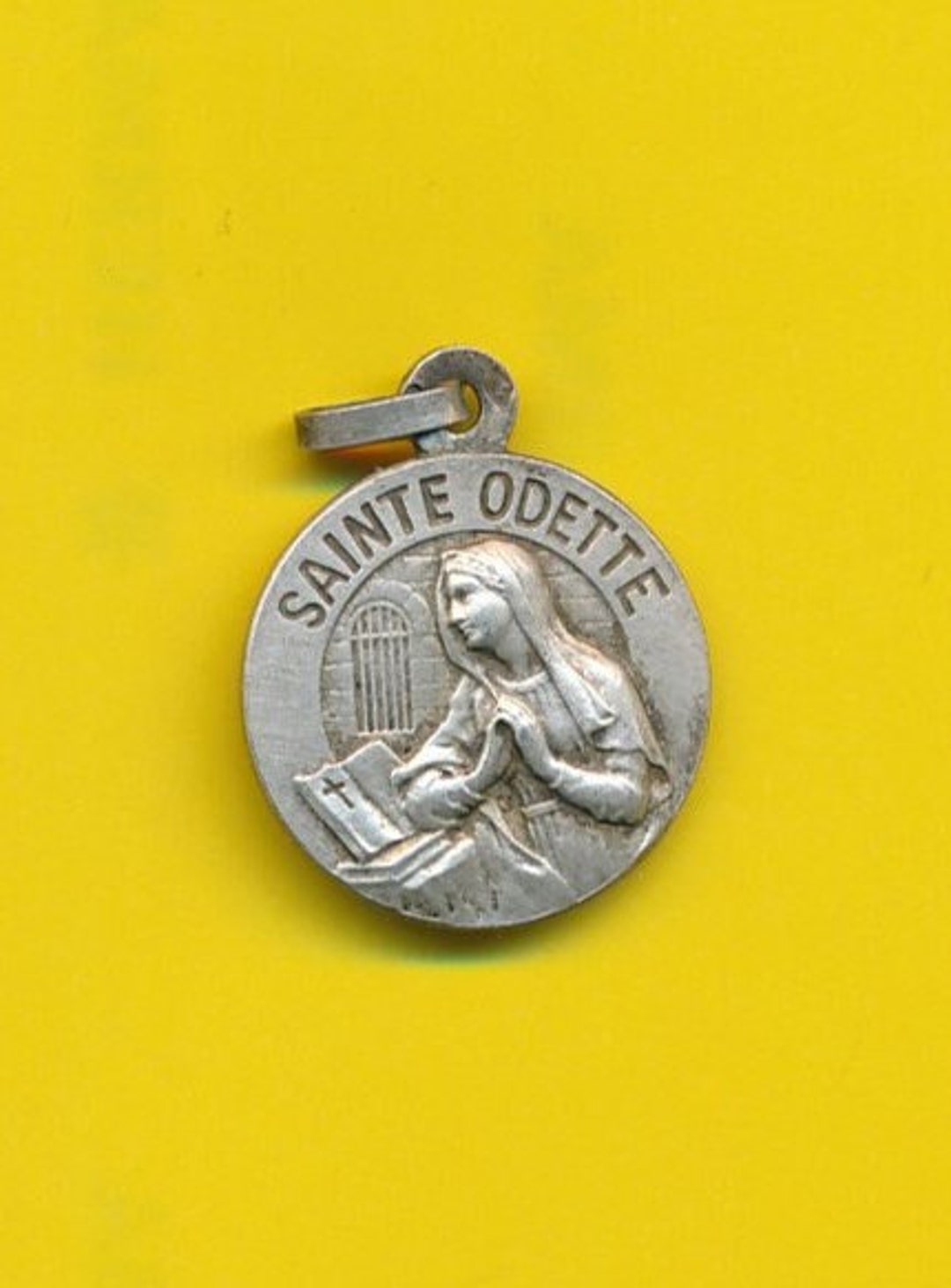 Sterling Silver Charm Religious Medal Pendant St Oda of Aquitaine ...