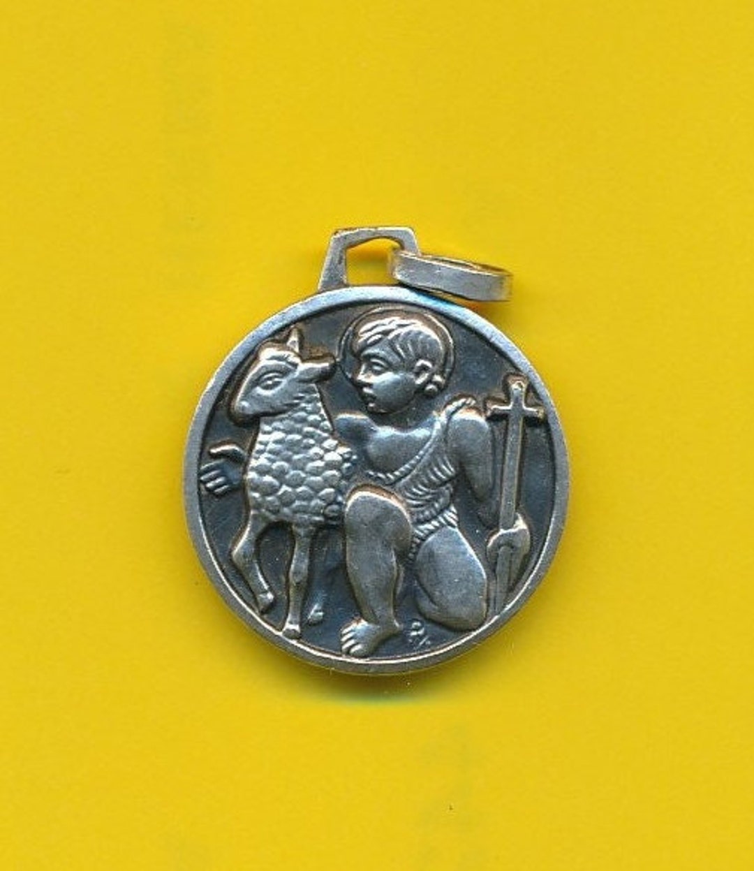 Fernand Py Art Deco French Silver Plated Charm Religious Medal Pendant ...