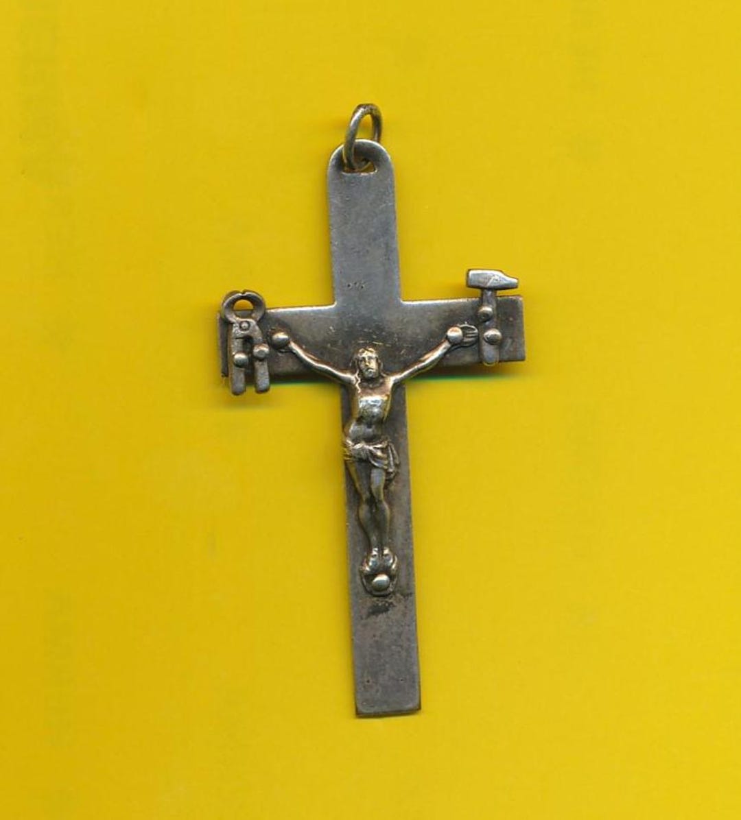Vintage Silver Plated Charm Religious Cross Medal Pendant Cross of Our ...
