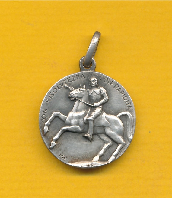 Antique Sterling Silver Medal Pendant Horse Rider Boat ref - Etsy