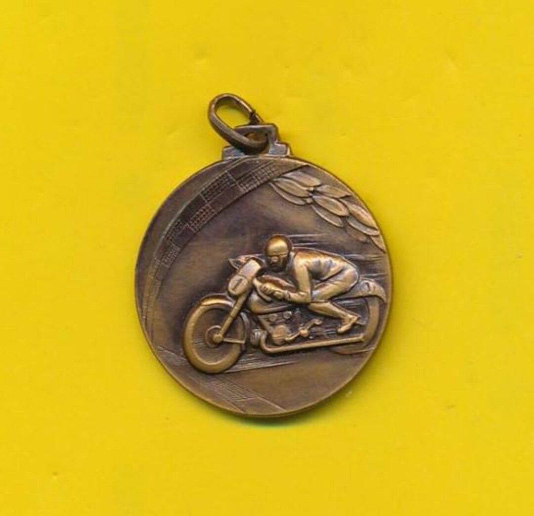 Art Deco Bronze Charm Medal Pendant Motorcycle Crosstilff 1959 ...