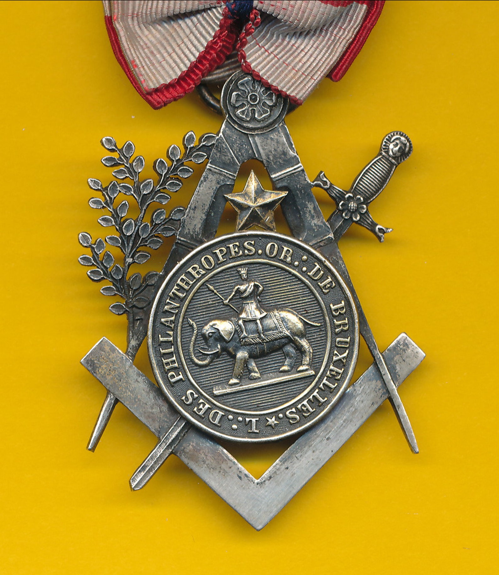 Large Antique Silver Masonic Jewel Medal Pendant Freemason - Etsy