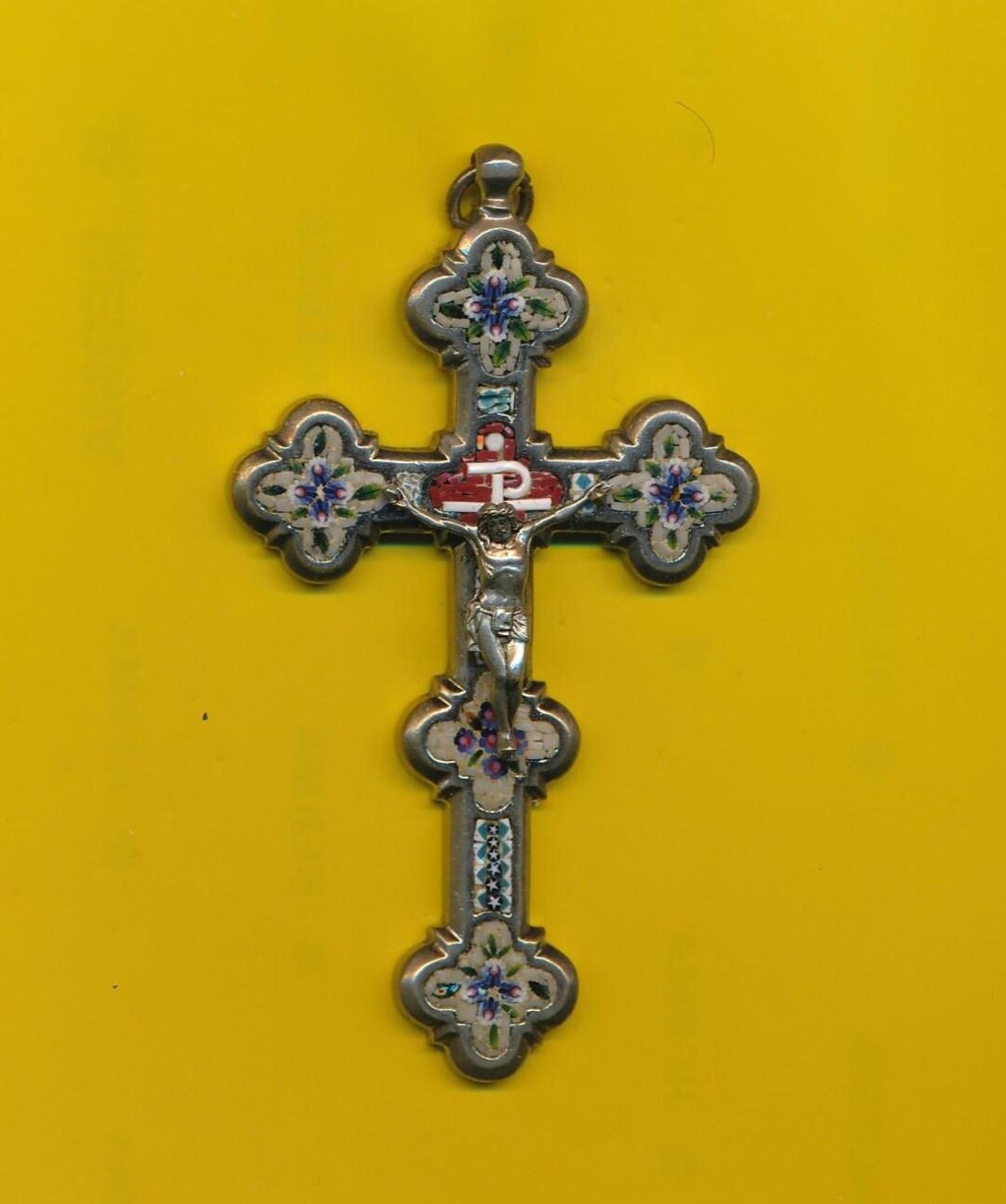Large Antique Italian Micro Mosaics Charm Pendant Religious Cross ...