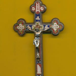 Large Antique Italian Micro Mosaics Charm Pendant Religious Cross Roma ...
