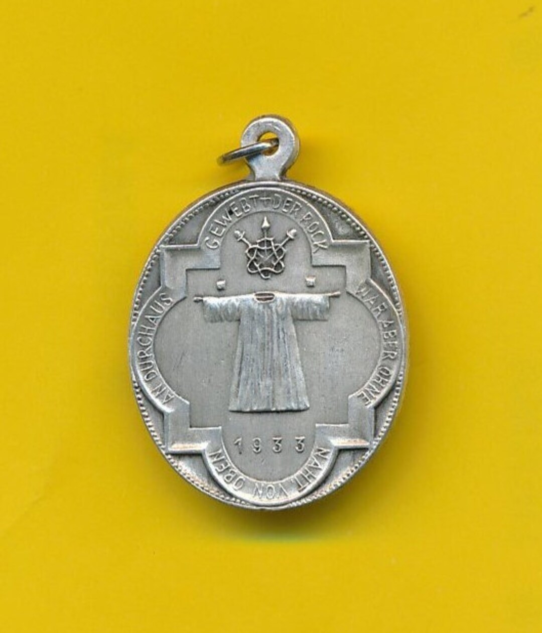 Antique Silvered Charm Religious Medal Pendant the Holy Tunic Relics ...
