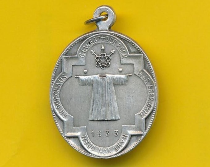 Antique Silvered Charm Religious Medal Pendant the Holy Tunic Relics ...